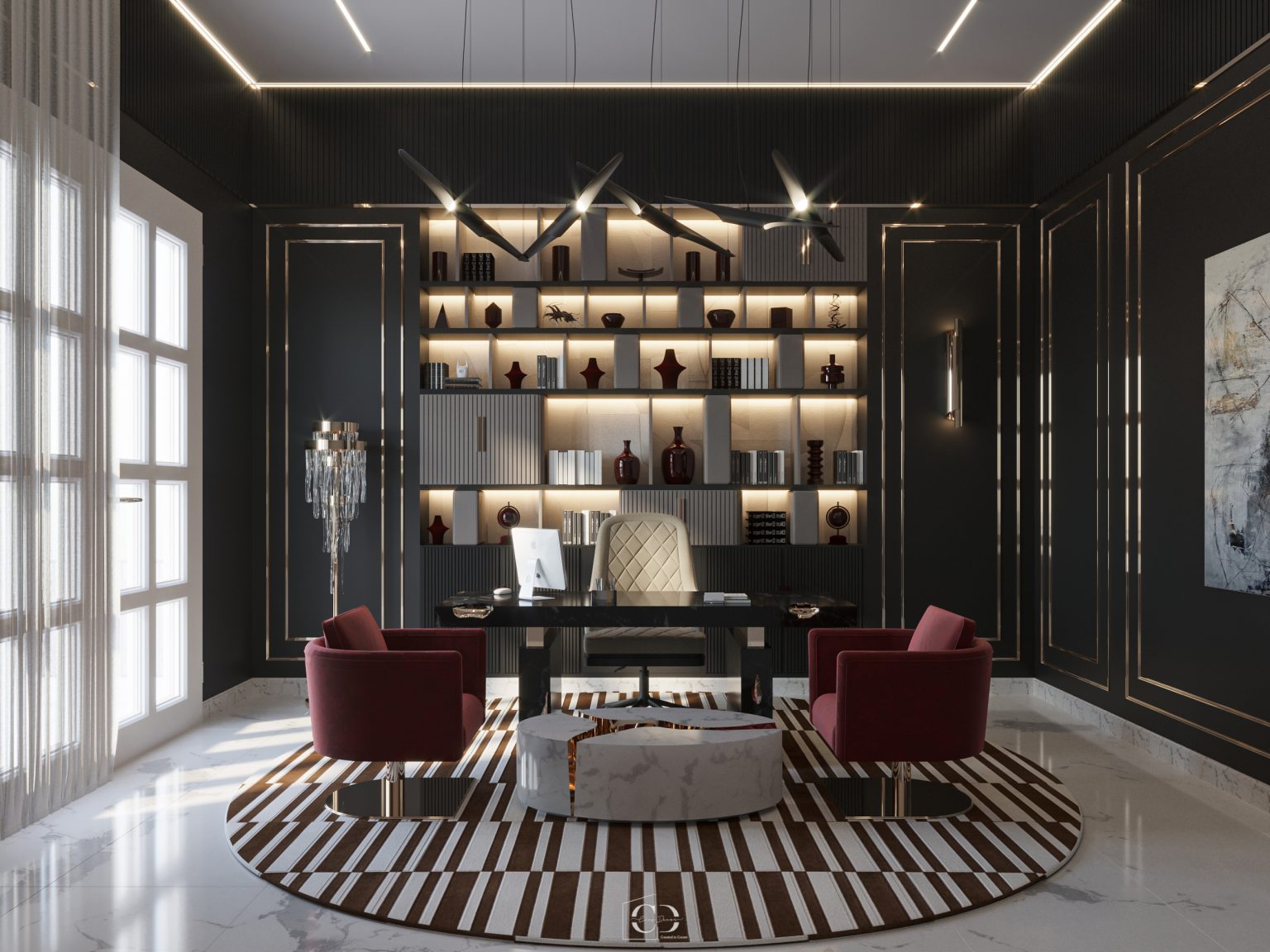 Dining Room With The Elegant Waterfall Rectangular Suspension Lamp